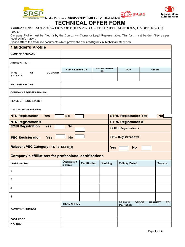 Annex - 3 Technical Bid Form | PDF