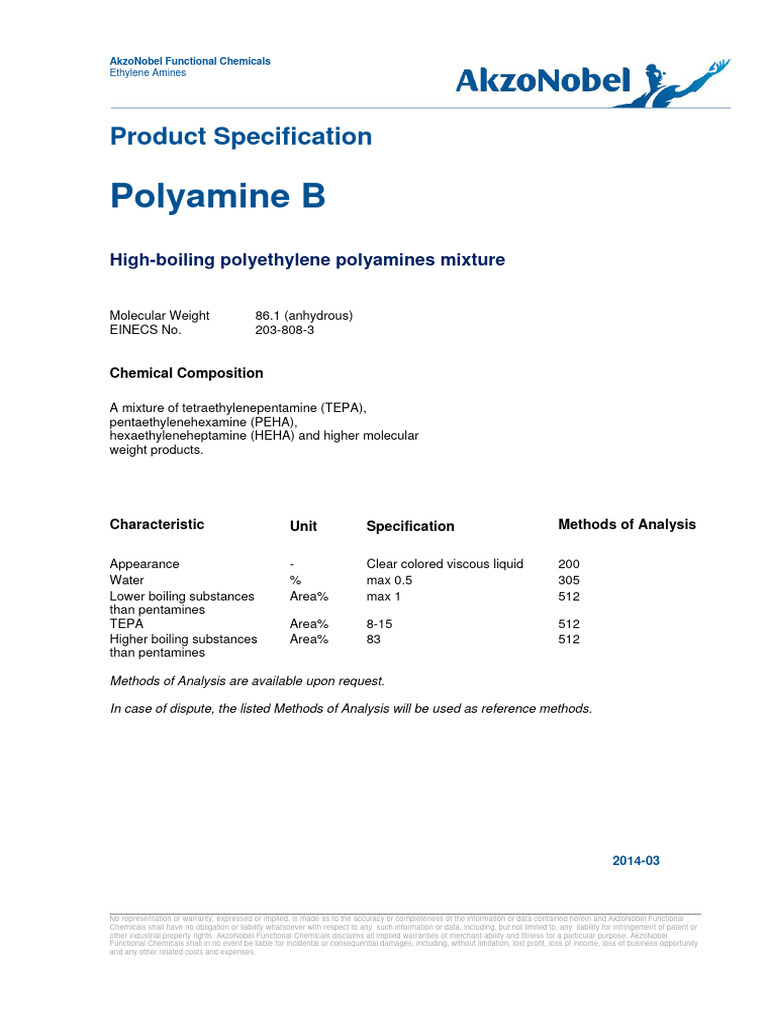 Polyamine Bspecification | PDF
