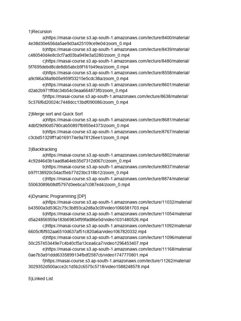 Masai DSA Video Links ALL (1) (1) | PDF | Mathematical Logic | Computer Programming
