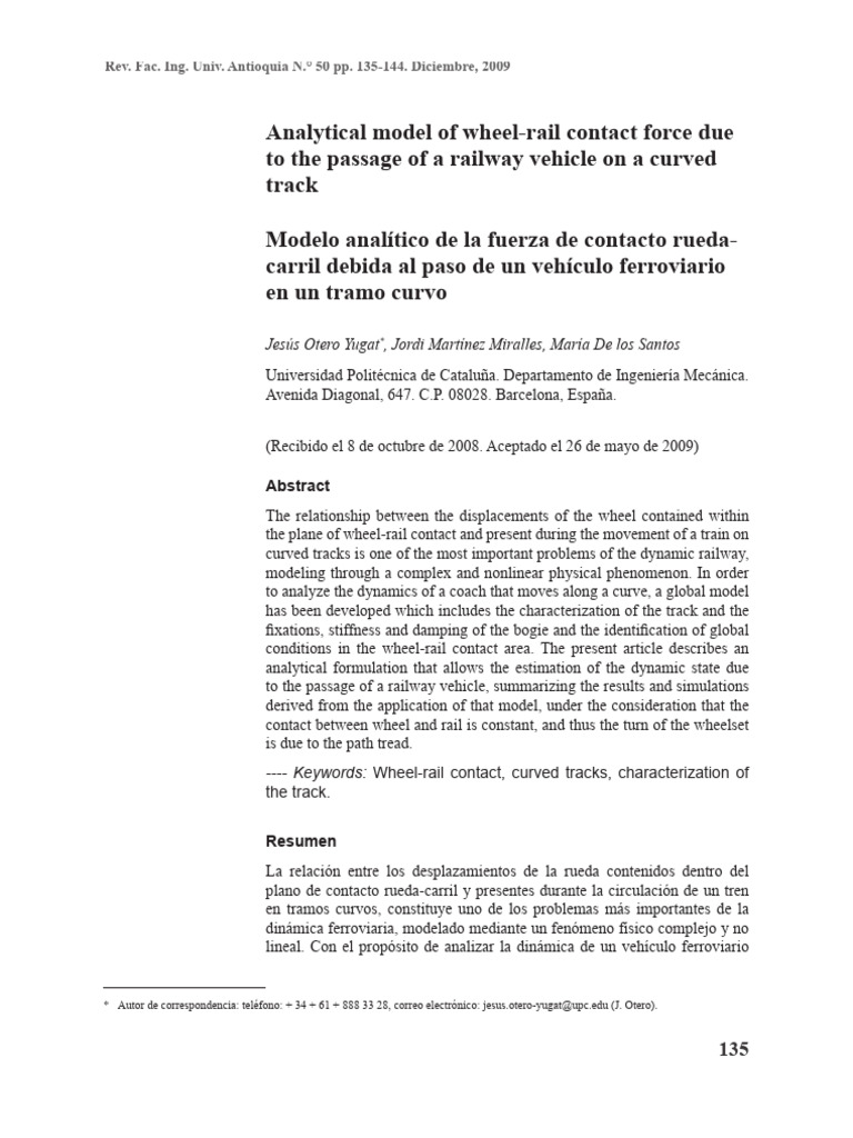 Railway Dynamics on Curved Tracks | PDF | Force | Ellipse
