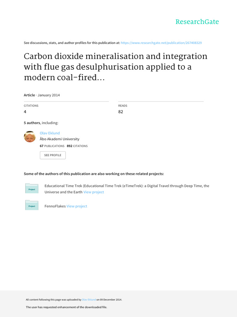 Carbon Dioxide Mineralisation and Integration With | PDF | Carbon ...
