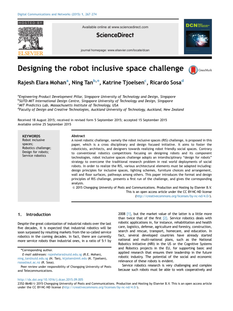2015 Designing The Robot Inclusive Space Challenge | PDF | Robotics | Robot