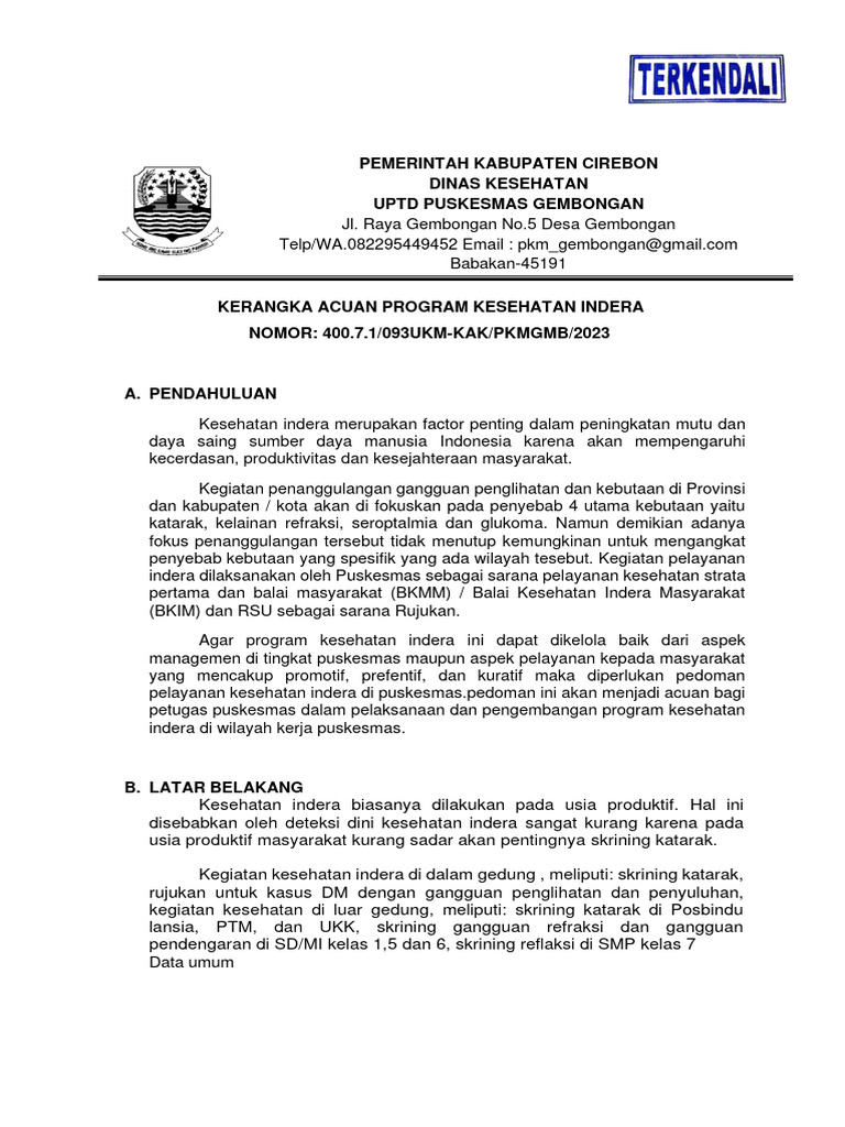 Program Kesehatan Indera Cirebon | PDF | Kesehatan Holistik | Sains & Matematika