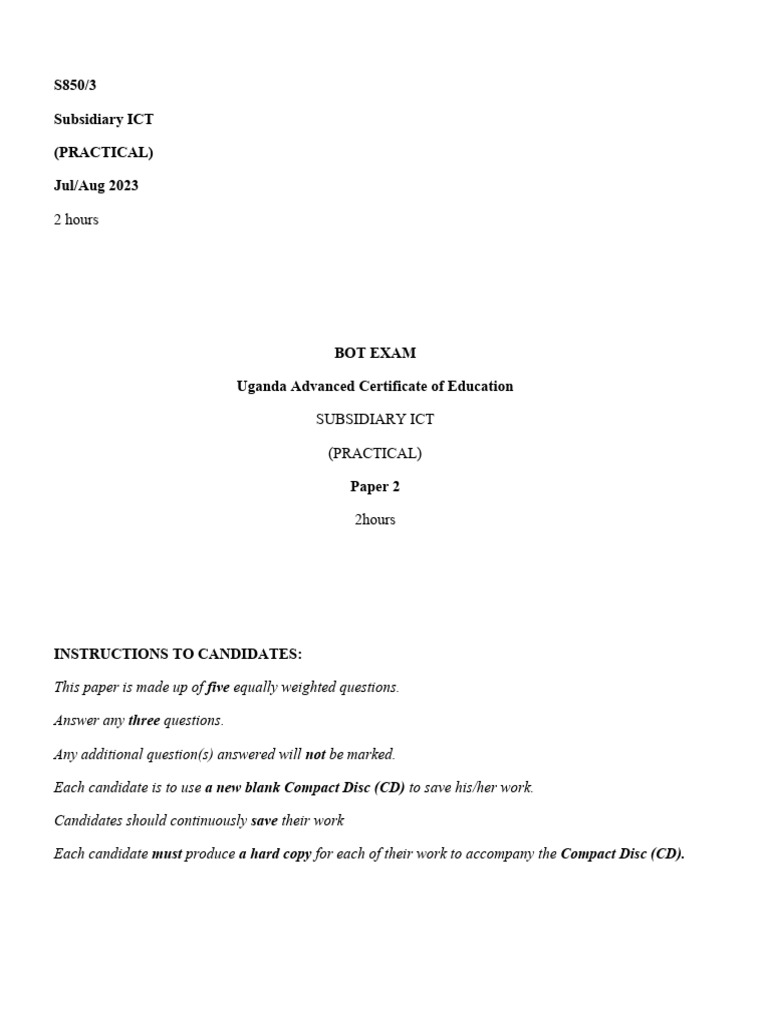 S6 Bot 1 2023 PP2 | PDF | Computing