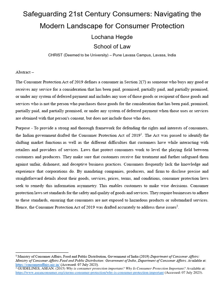 Protection of Consumers in The 21st Century | PDF | Consumer Protection ...