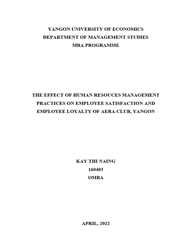 Kay Thi Naing, OMBA-160403 HRM | PDF | Employee Retention | Human Resource Management