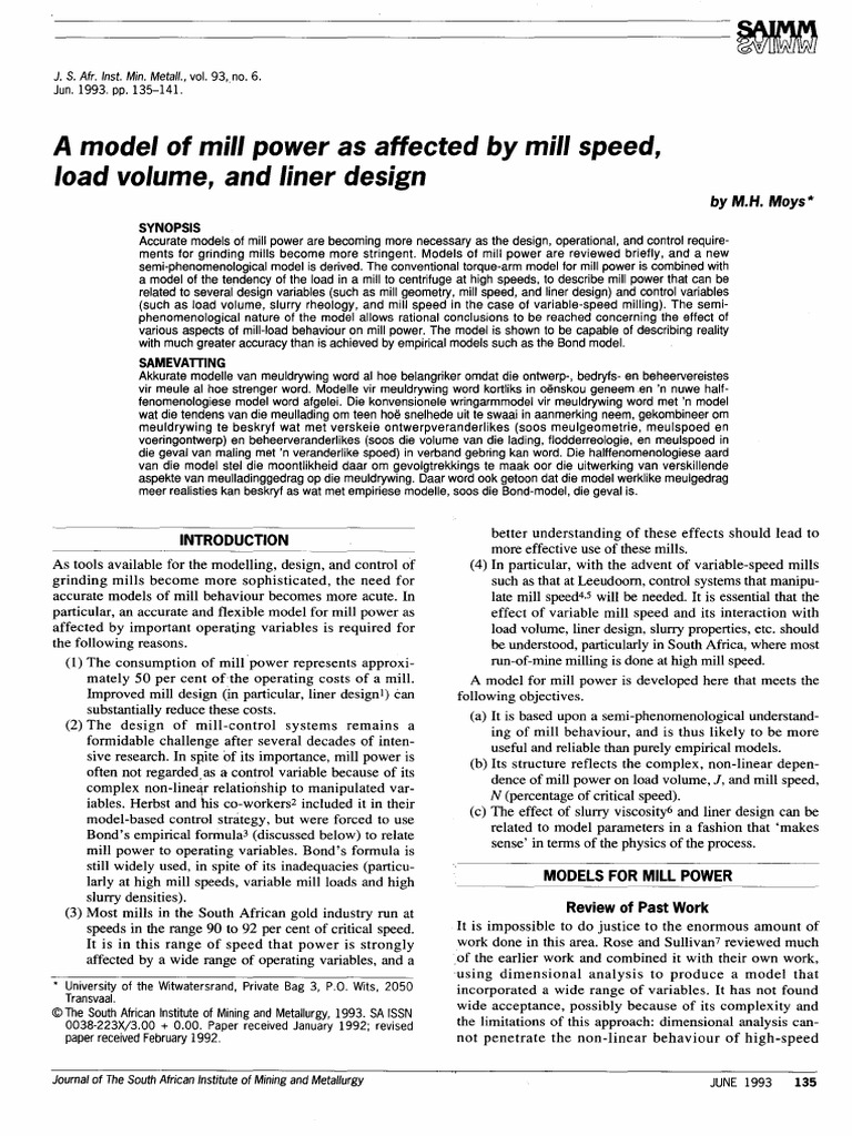 A Model of Mill Power As Affected by Mill Speed | PDF | Regression ...