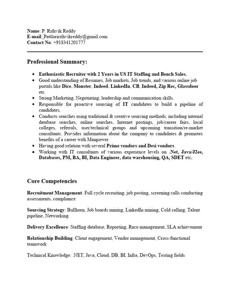 Rithvik CLG Resume | PDF | Recruitment | Consultant