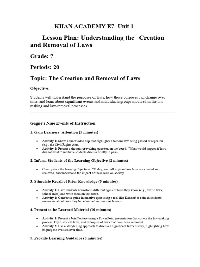 E7 Unit 1 Lesson Plan | PDF | Learning | Noun