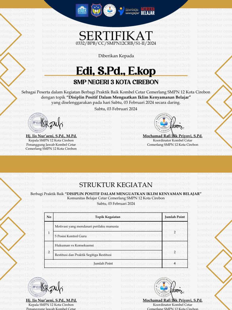 Sertifikat Edi, S.Pd., E.kop | PDF