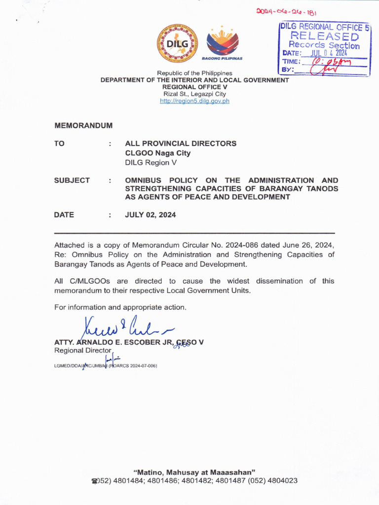 Memorandum Circular 2024 086 Omnibus Policy On The Administration and Strengthening Capacities ...