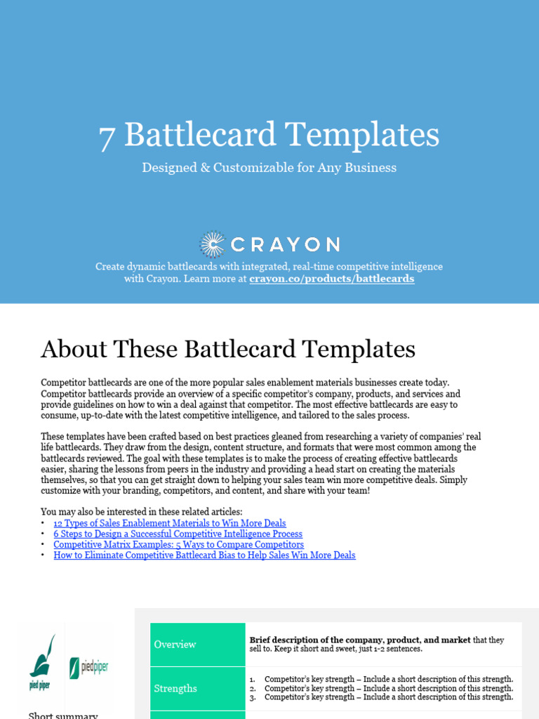 Customizable Battlecard Templates | PDF | Pricing | Sales