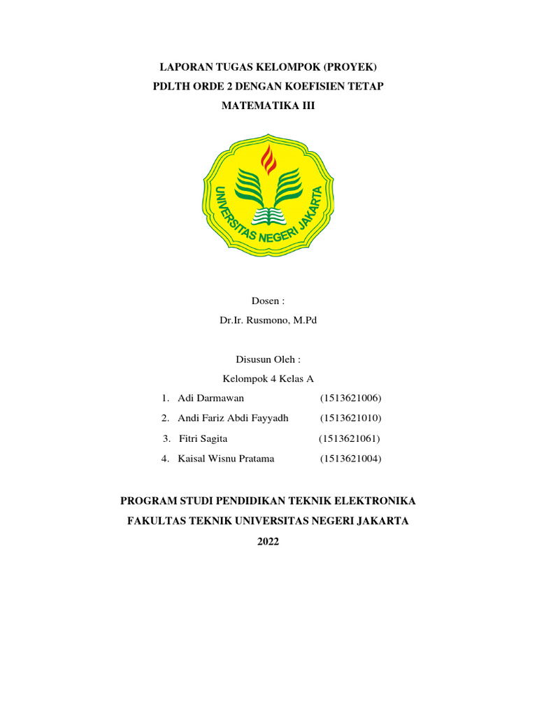 Kelompok 4 - Kelas A - Laporan Progres Tugas Akhir Matematika III | PDF