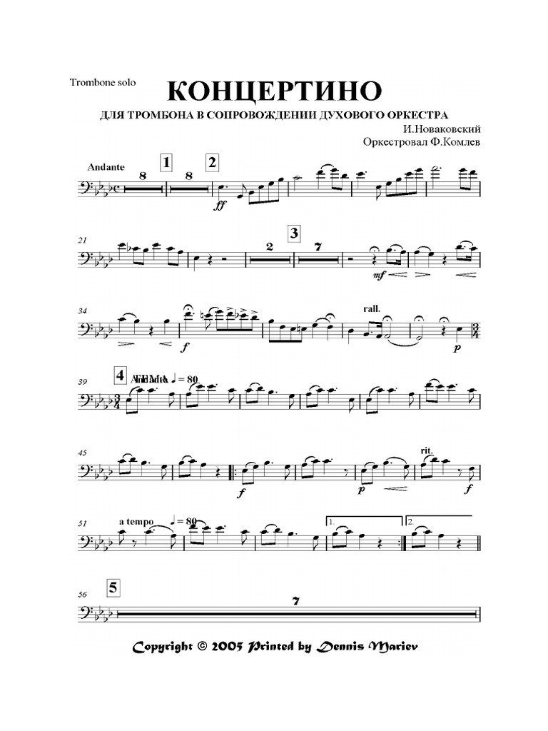 Novakovsky - Concertino Trombone Solo | PDF