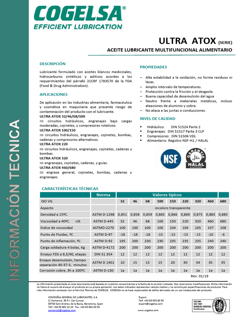 ULTRA ATOX SERIE 2019 (Esp) | PDF | Rodamiento (Mecánico) | Engranaje