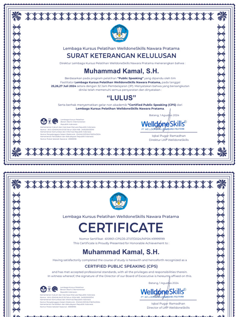 Muhammad Kamal, S.H., CPS.-2 | PDF