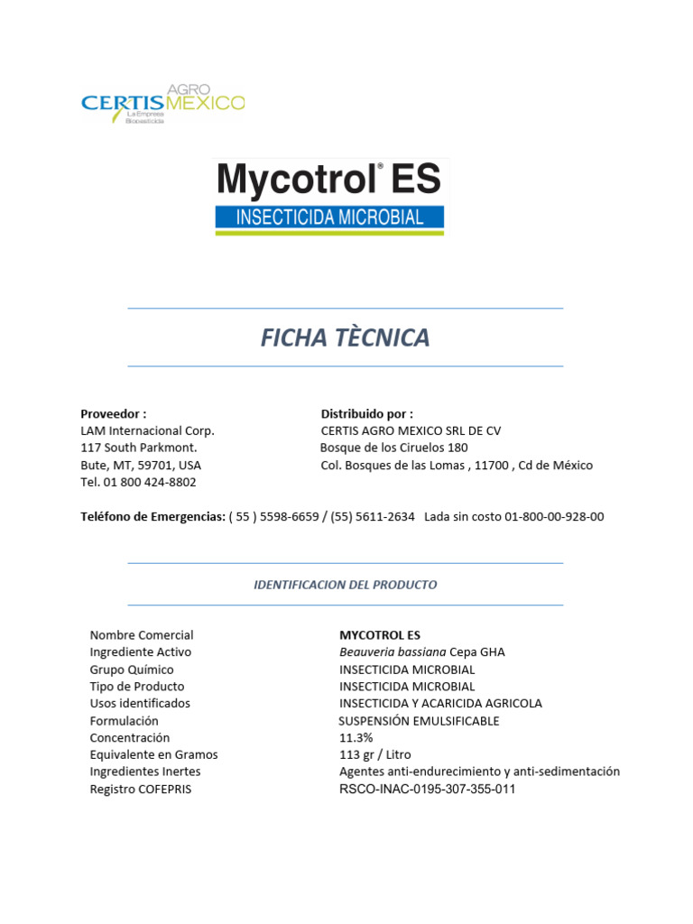 Mycotrol ES: Insecticida Microbial Agrícola | PDF