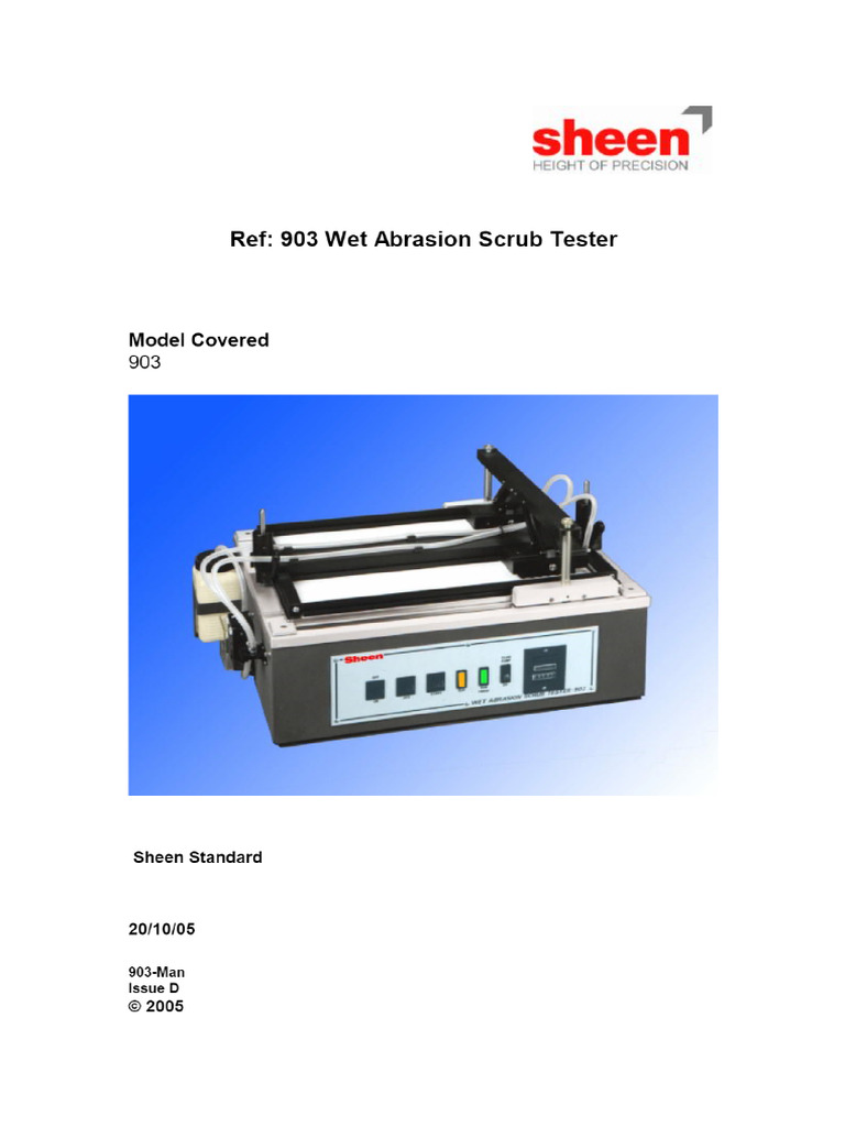 Sheen 903 Abrasion Tester Manual | PDF