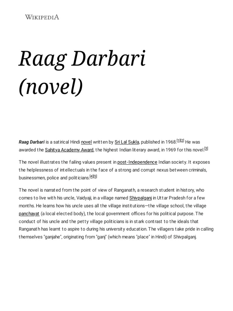 Raag Darbari (Novel) | PDF