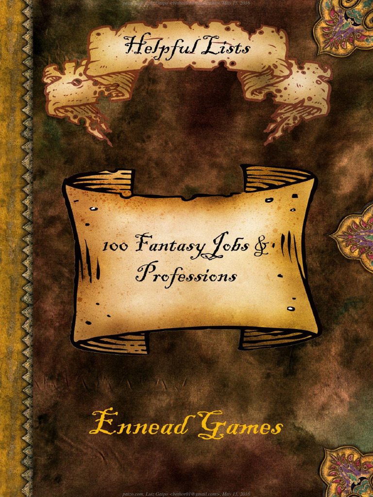 100 Fantasy Jobs and Professions | PDF