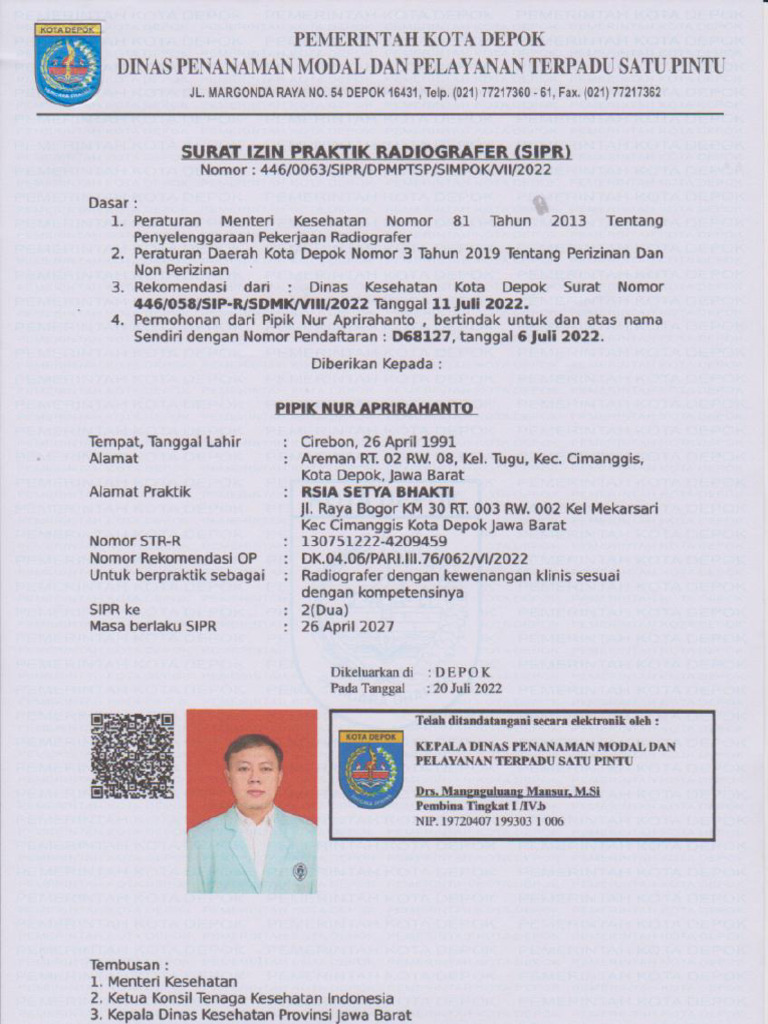 Contoh SIP Radiografer | PDF
