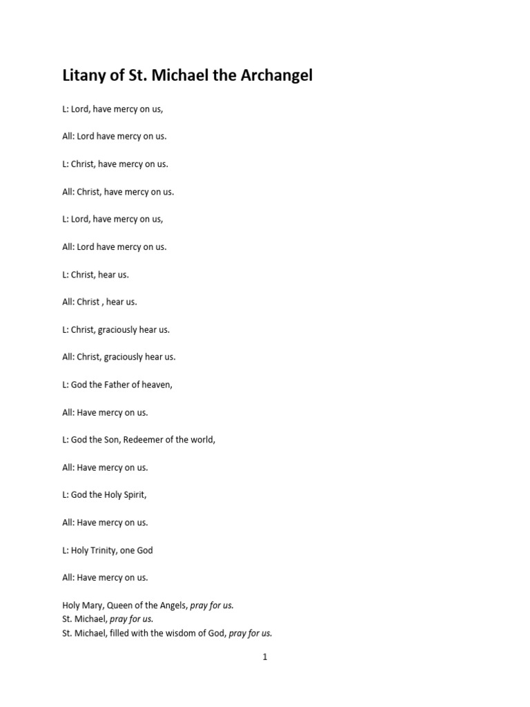 Stmichael Litany | PDF | Michael (Archangel) | Christian Belief And Doctrine