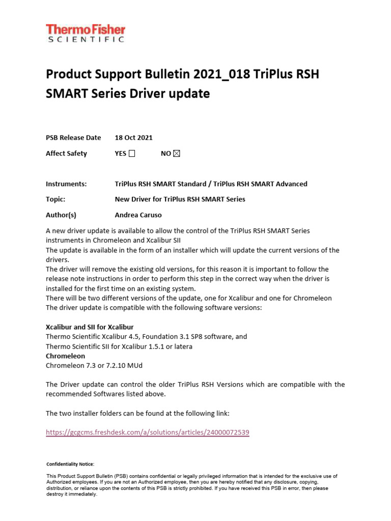 Product Support Bulletin 2021 - 018 | PDF | Computing | Software