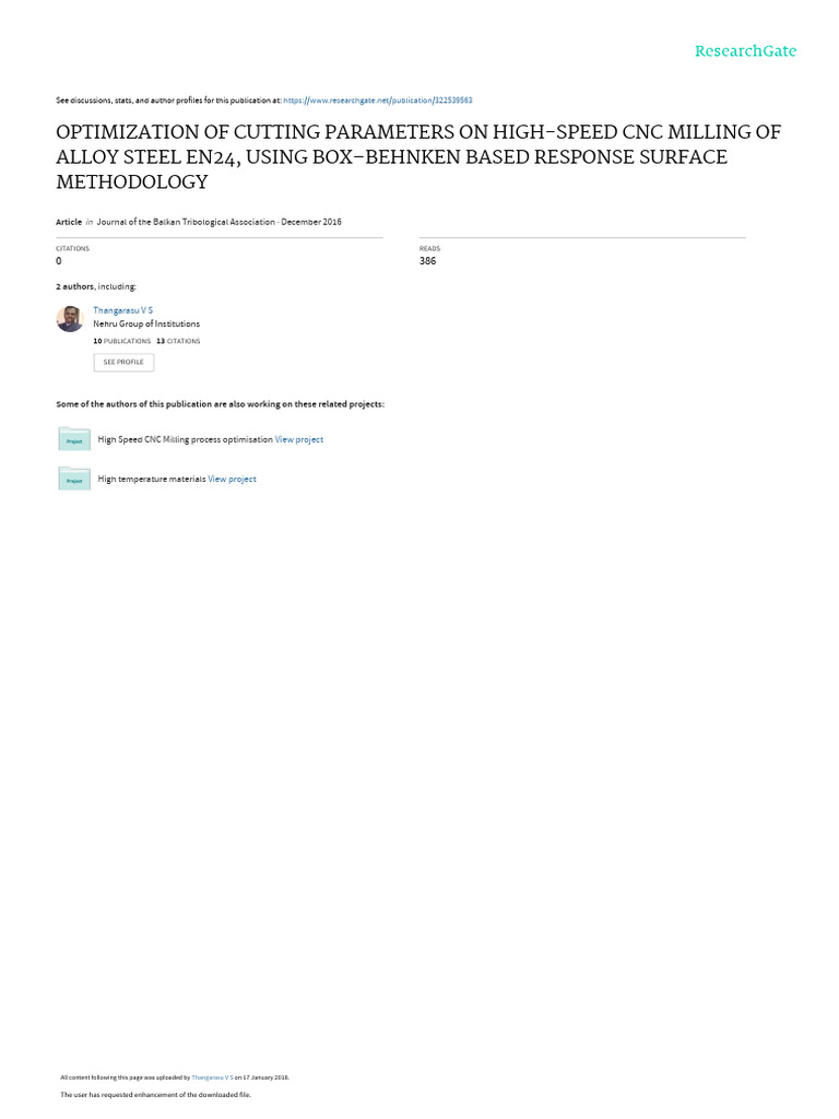 010 OPTIMIZATION OF CUTTING PARAMETERS ON HIGH-SPEED CNCR | PDF | Machining | Mathematical ...