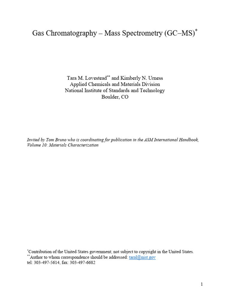 Gas Chromatography - Mass Spectrometry (GC MS) | PDF | Mass ...