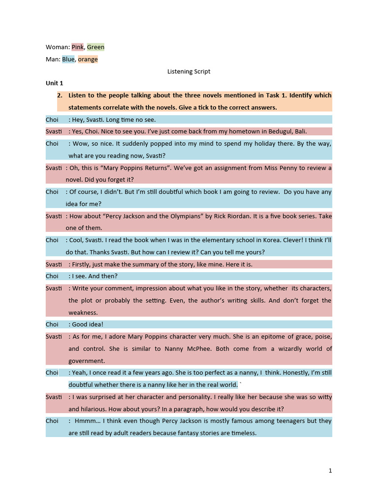 PATHWAY To ENGLISH 3 - KM-Listening Script-Listening Script Pathway 3 ...
