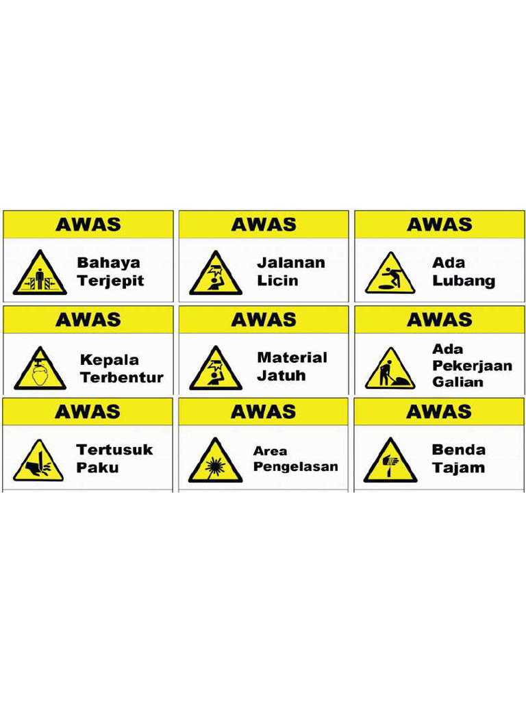 Contoh Rambu Rambu K3 Proyek Untuk Peringatan | PDF