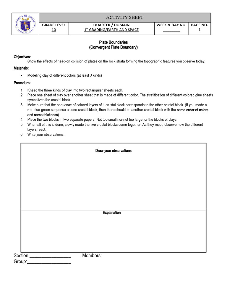 Convergent Activity Pdf Plate Tectonics Crust Geology