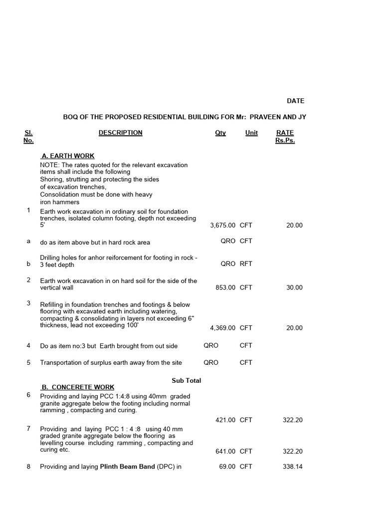 Boq | PDF | Plaster | Masonry