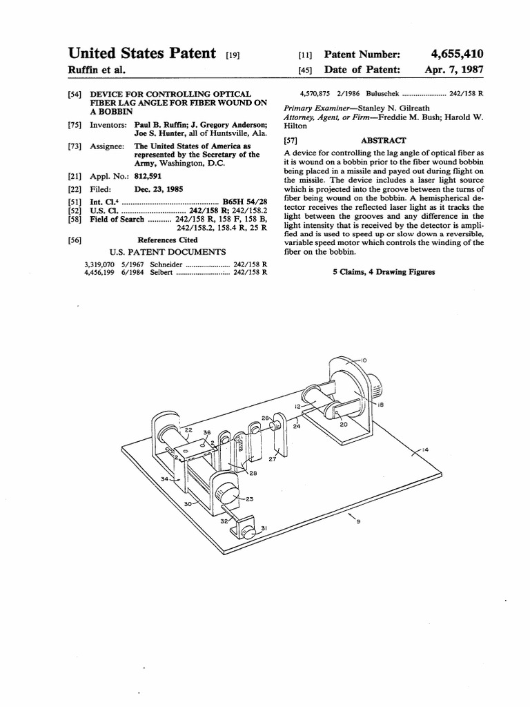1987 - US4655410 - Device For Controlling Optical Fiber Lad Angle For ...
