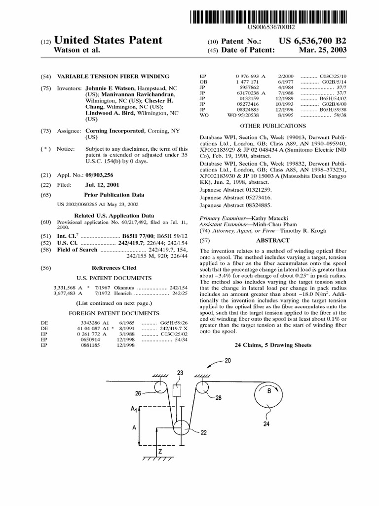1986 - US6536700 - Device For Controlling Optical Fiber Twist On A ...