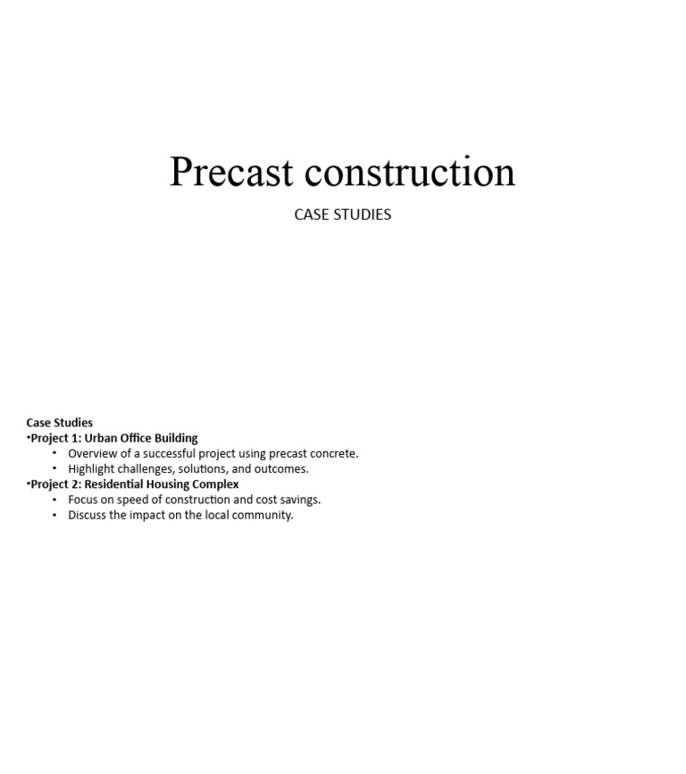 Precast construction-CASE STUDIES | PDF
