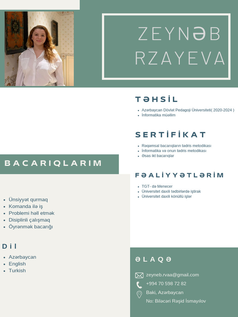Zeynəb Rzayeva CV | PDF