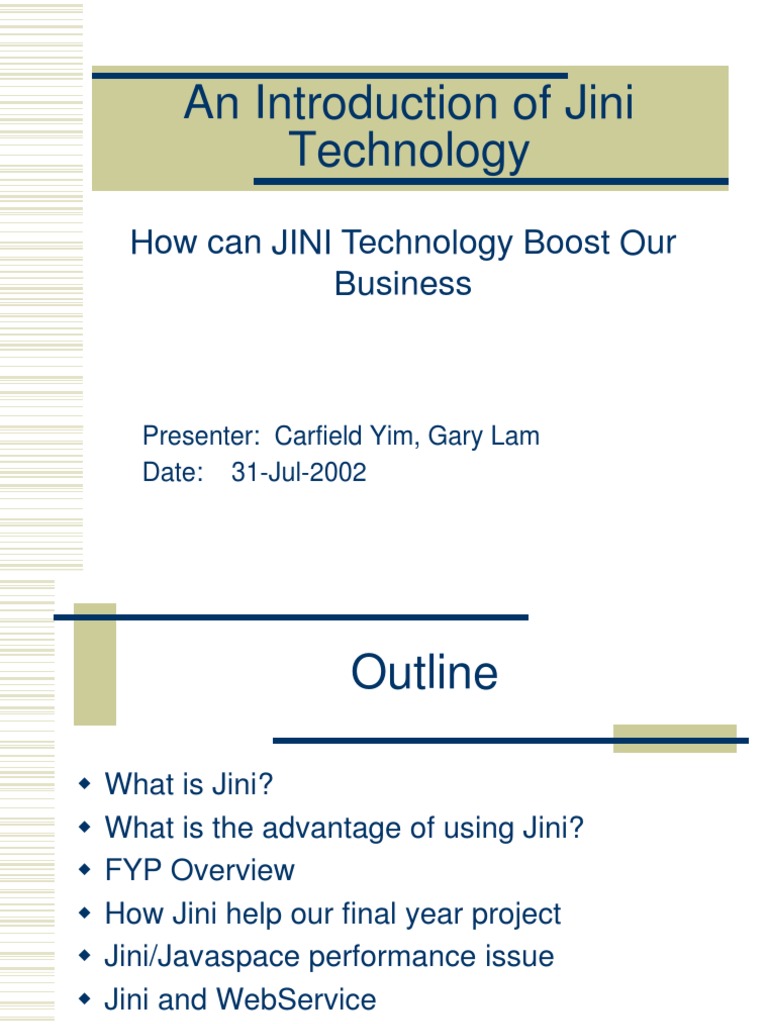 An Introduction of Jini Technology | PDF | Computing Infrastructure | Application Programming ...