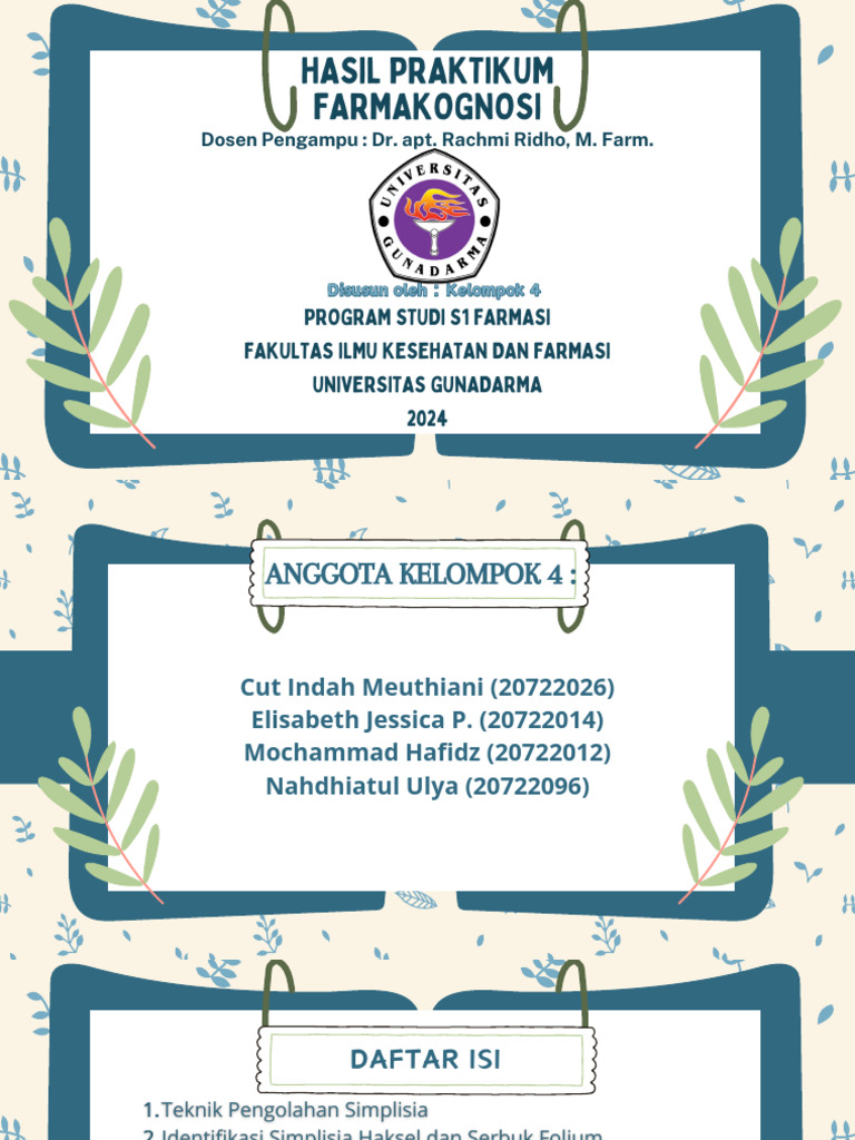 Identifikasi Dan Evaluasi Simplisia Praktikum Farmakognosi | PDF