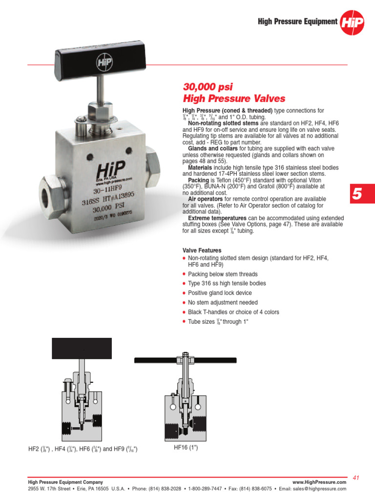 HiP Datasheet | PDF | Valve | Pipe (Fluid Conveyance)