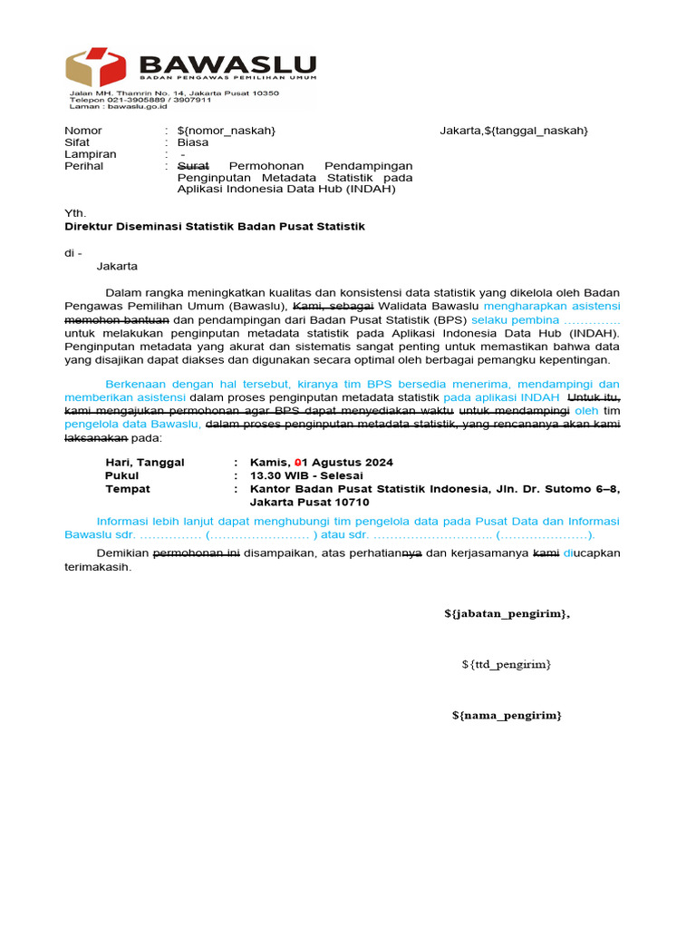 Draft - Surat Permohonan Pendampingan 31072024 30.07.2024 14.00 | PDF | Bisnis