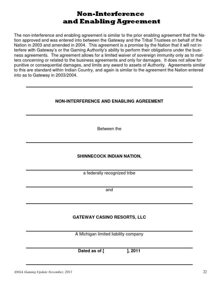 Shinnecock Nation and Gateway Casino Resorts - DRAFT Non-Interference ...