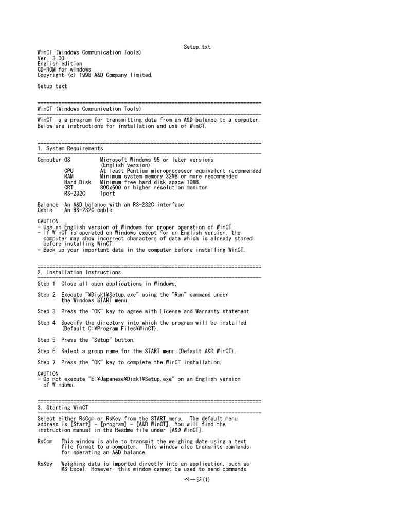 WinCT - 3.00 Setup Manual | PDF | Microsoft Windows | Programming