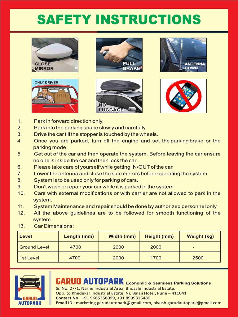 Garud Autopark - Safety Instructions | PDF