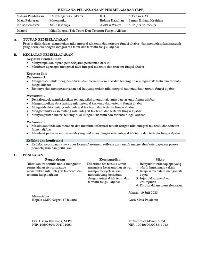 RPP II Matematika XII (3.33-4.33) | PDF | Komputer