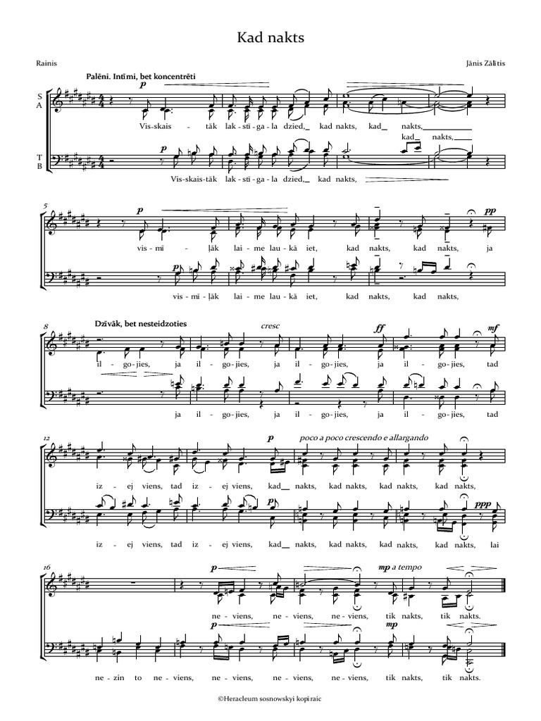 Kad Nakts - Full Score | PDF