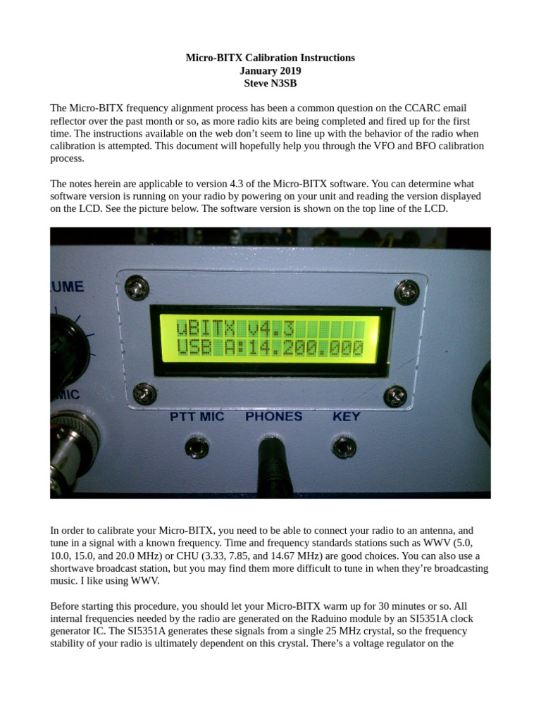 Micro Bitx Calibration Instructions | PDF | Radio | Arduino