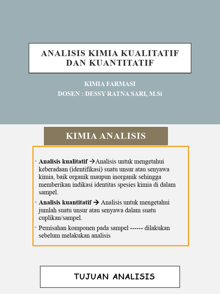 Analisis Kimia Kualitatif Dan Kuantitatif | PDF