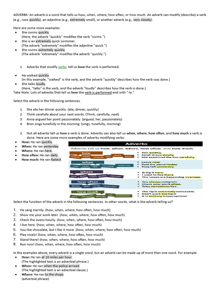 ADVERBS | PDF | Adverb | Semantic Units