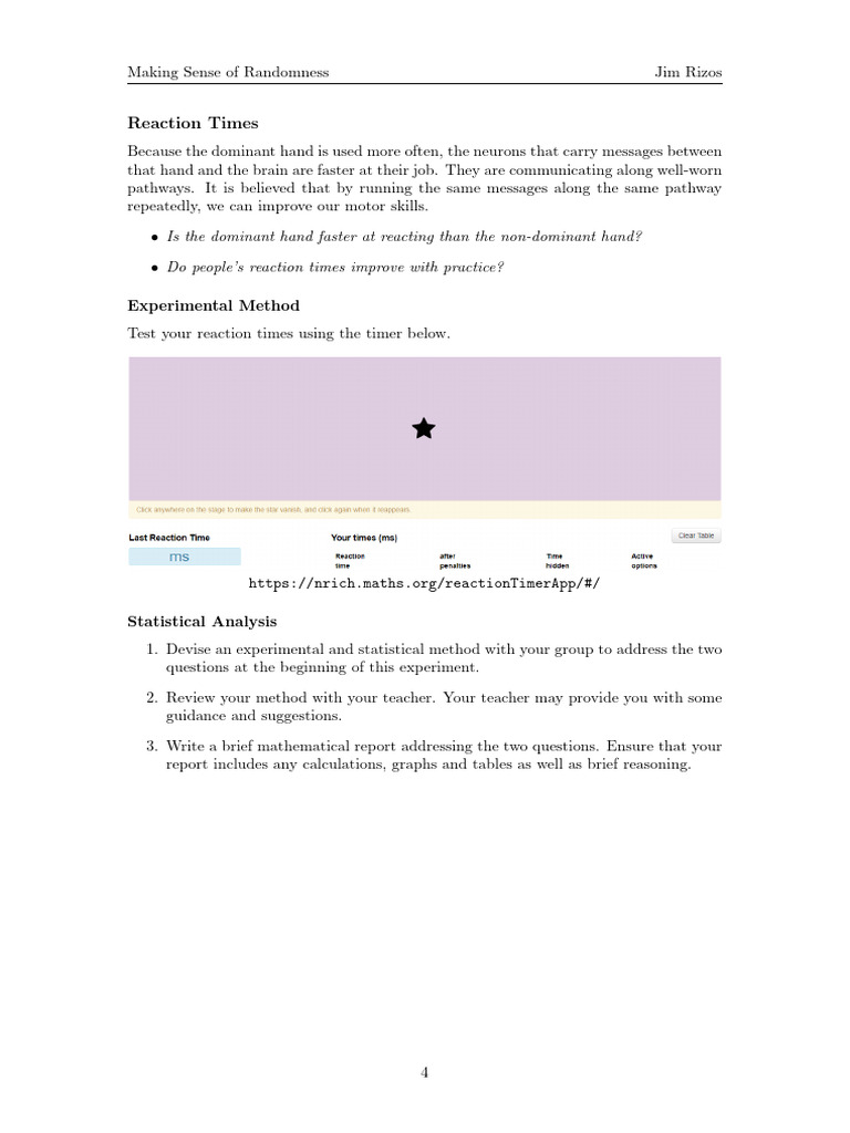 Reaction Times and Dominance Study | PDF | Computers